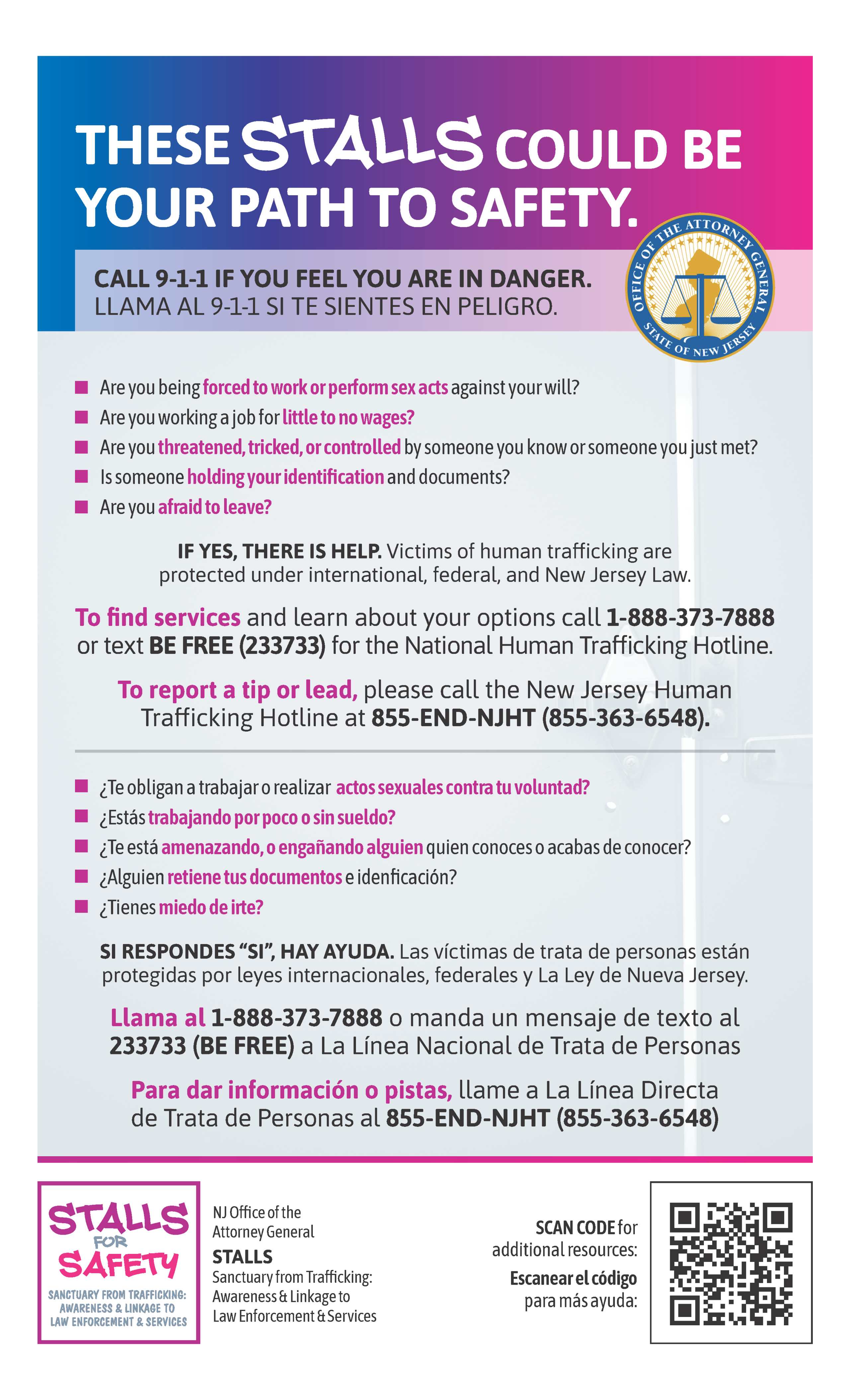 STALLS FOR SAFETY - Sticker/Poster Request - New Jersey Office of ...